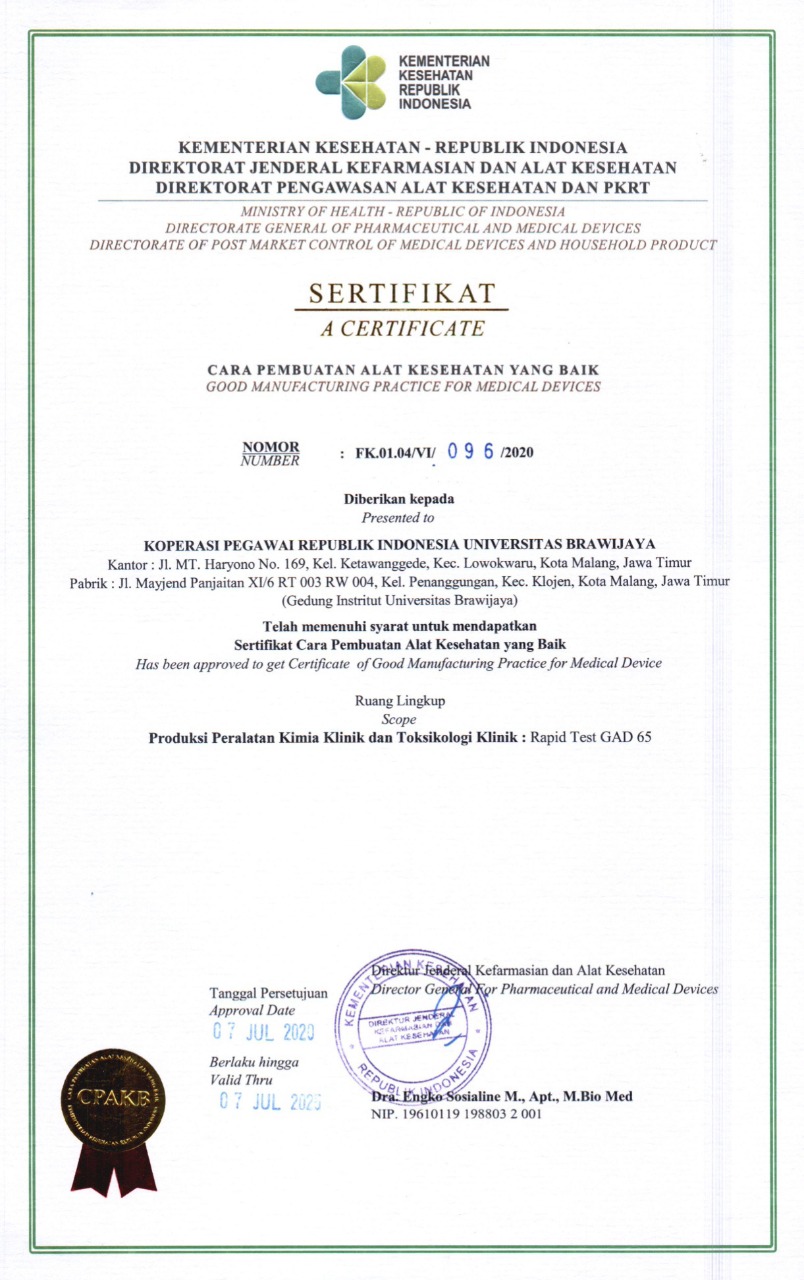 Alat Deteksi Diabetes UB Bersertifikat CPAKB Kemenkes